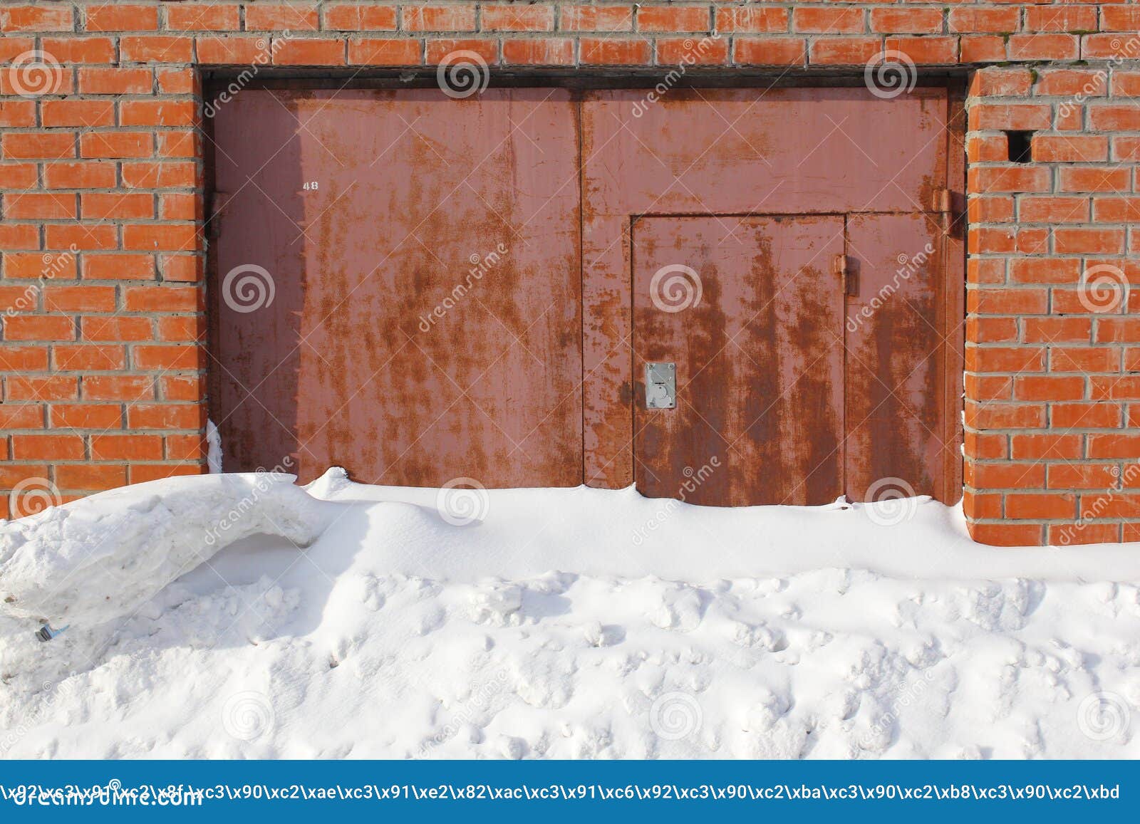 Closed Garage Doors, Covered with Snow Stock Photo - Image of winter ...