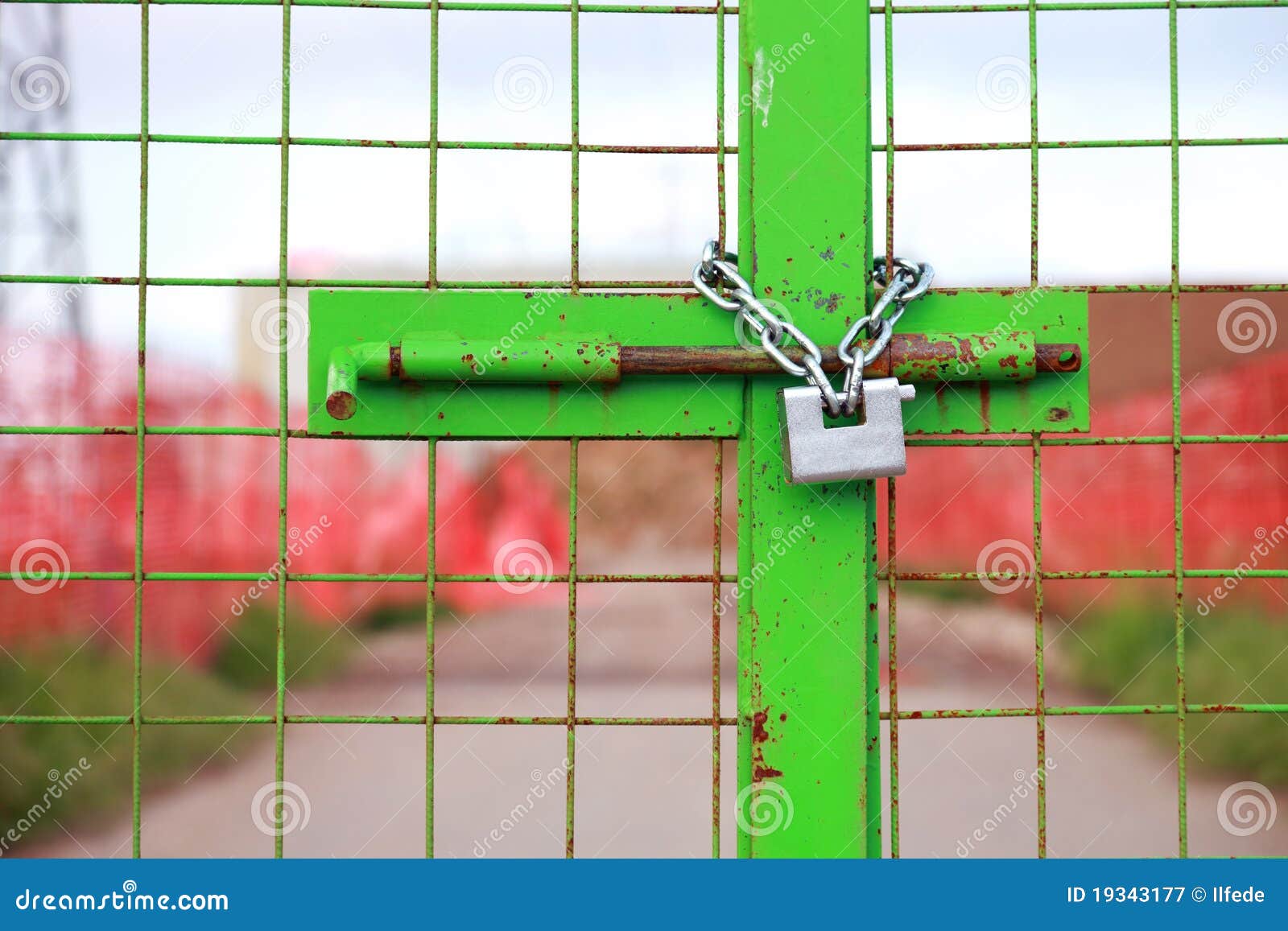 Closed Gate in Construction Site Stock Image - Image of safety, grunge ...