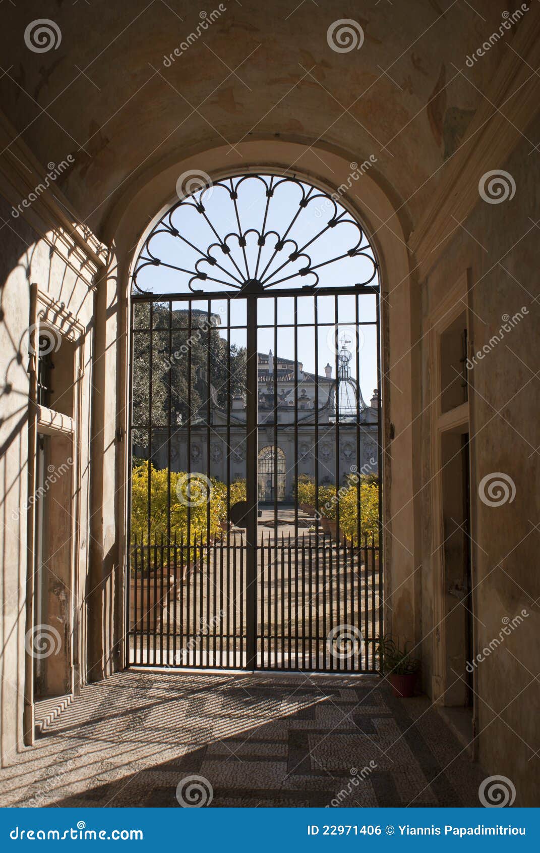 Closed Gate at the End of a Tunnel Stock Photo - Image of impale ...