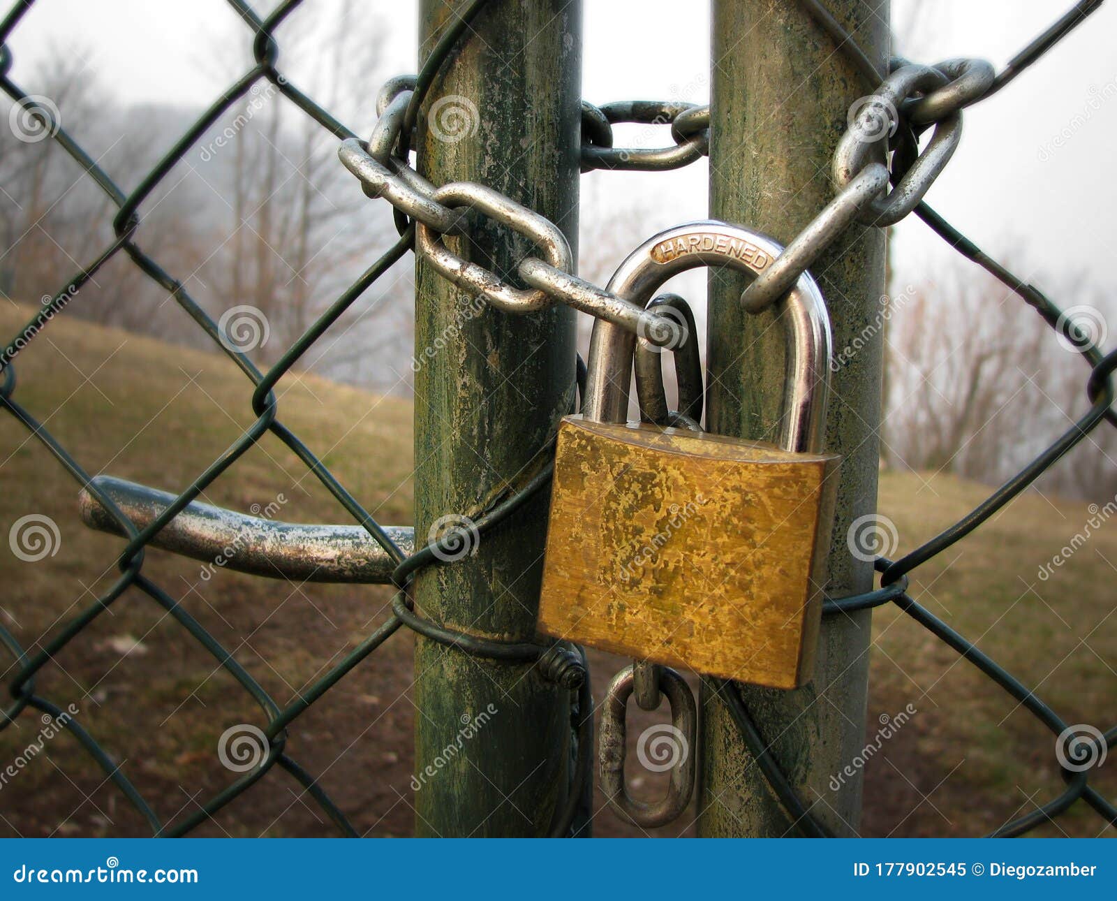 Gate with lock and chain stock image. Image of rusty - 177902545