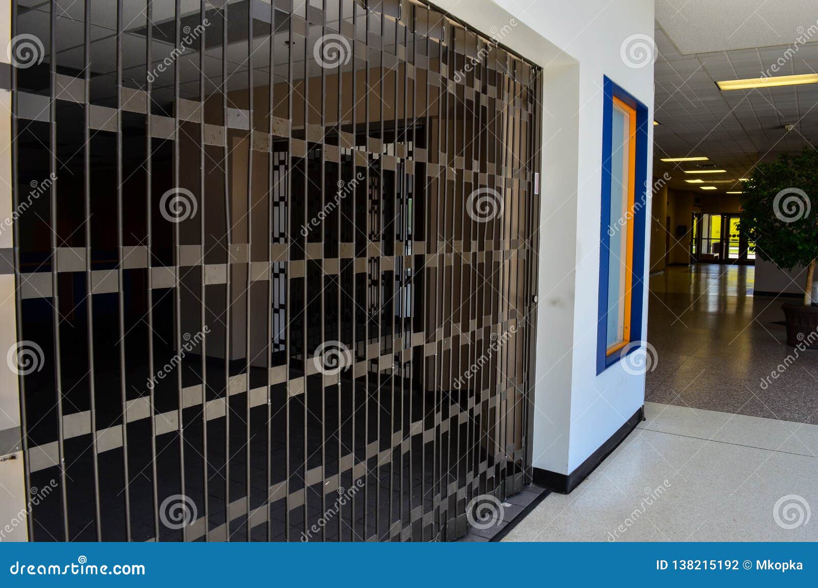 Closed, Gated Store Inside of a Dead Shopping Mall Stock Photo - Image ...