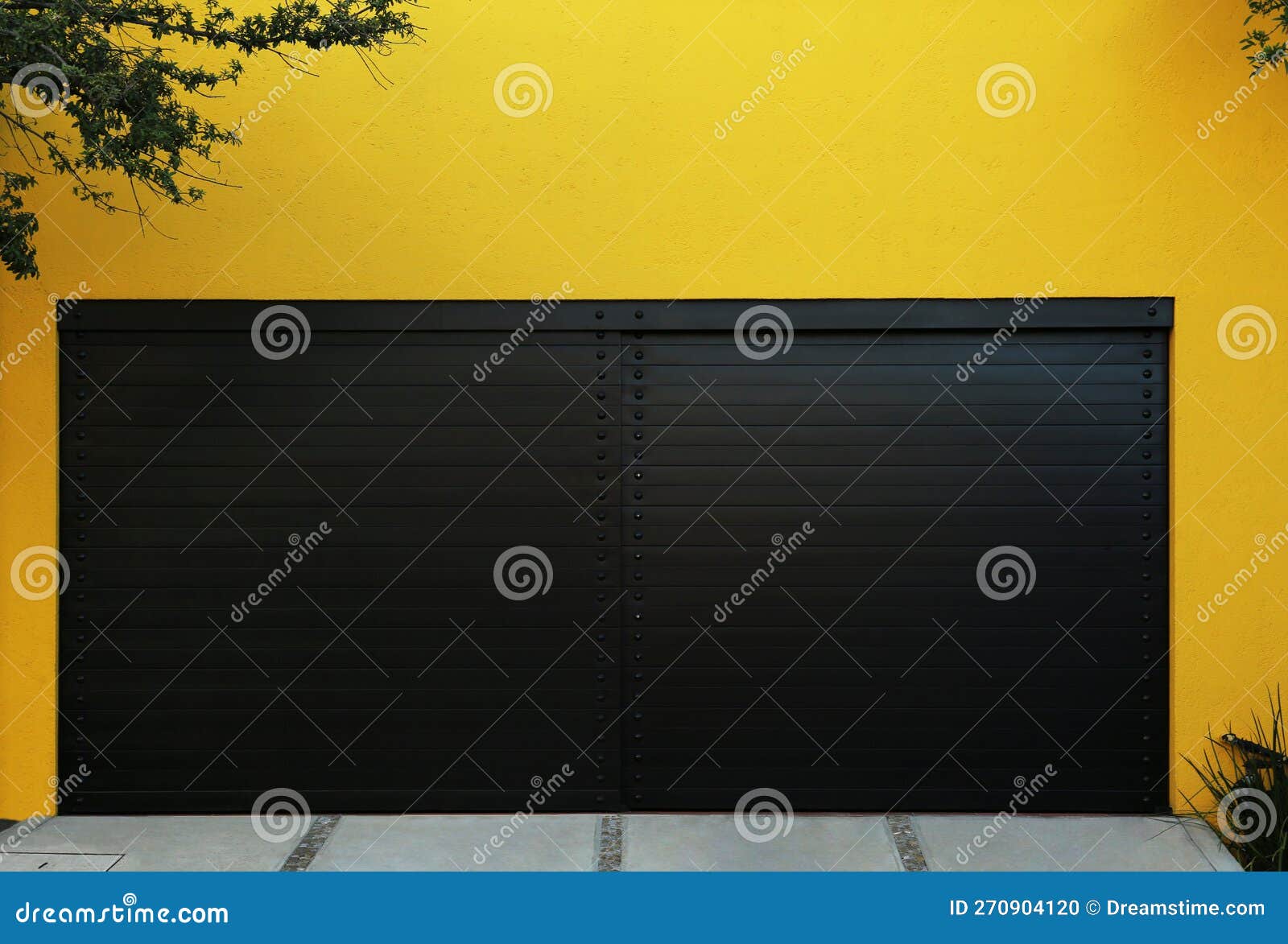 Closed Gates of Modern Garage. Exterior Design Stock Photo - Image of ...