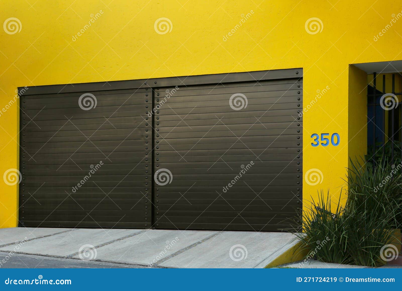 Closed Gates of Modern Garage. Exterior Design Stock Image - Image of ...