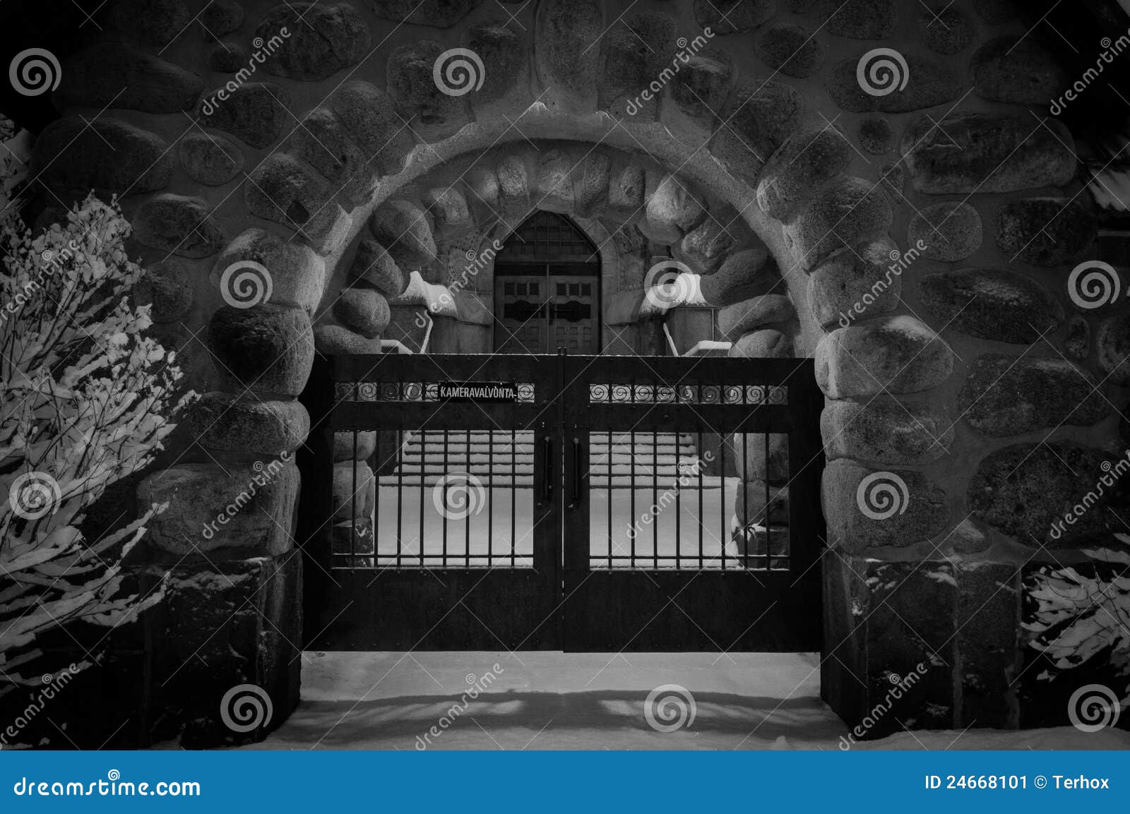 Closed gates in stone arch stock image. Image of architectural - 24668101