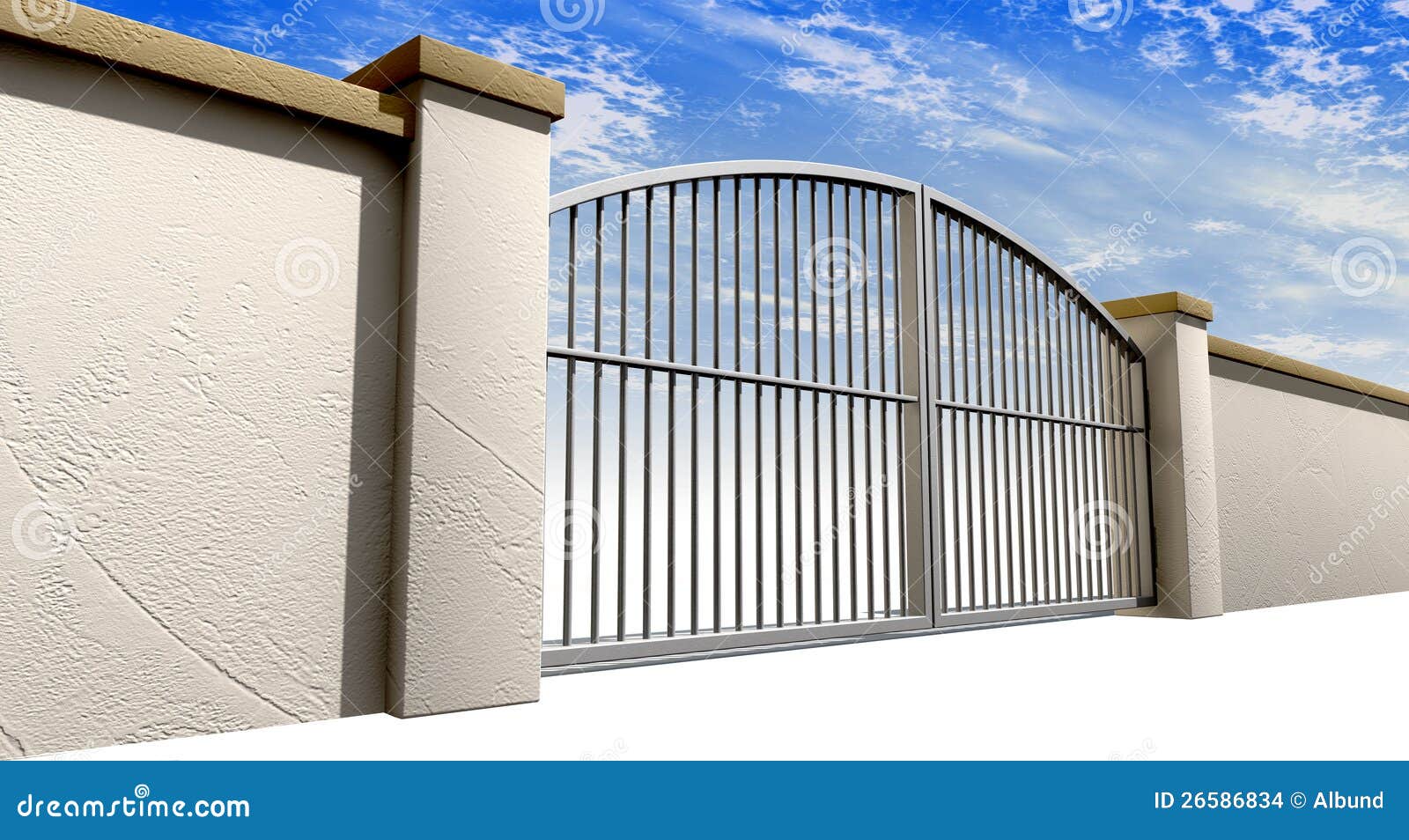 Closed Gates and Wall Perspective Stock Illustration - Illustration of ...