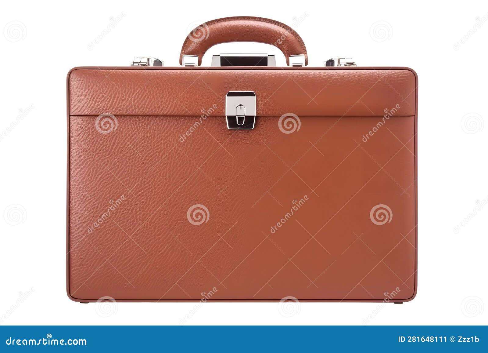 Brown Leather Briefcase Isolated on White Background, Front View ...