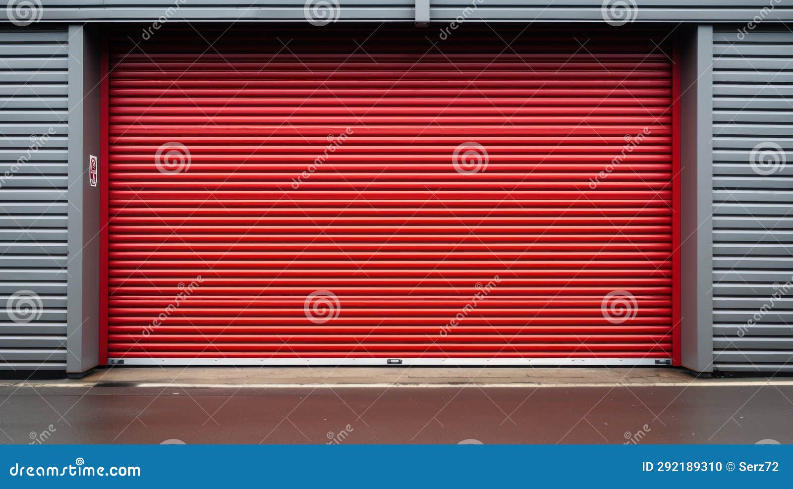 Closed Gray Red Roller Shutters Stock Photo - Image of modern, security ...