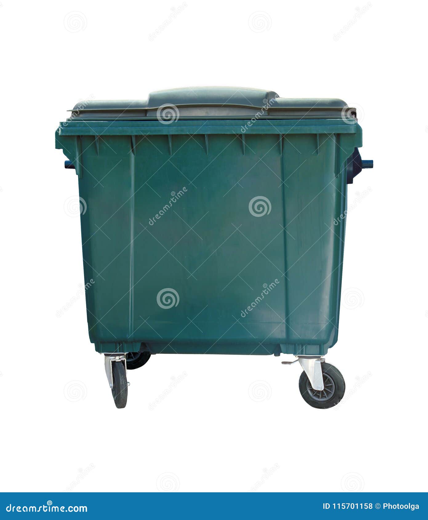 Closed Green Garbage Container Isolated on White Background Stock Photo ...