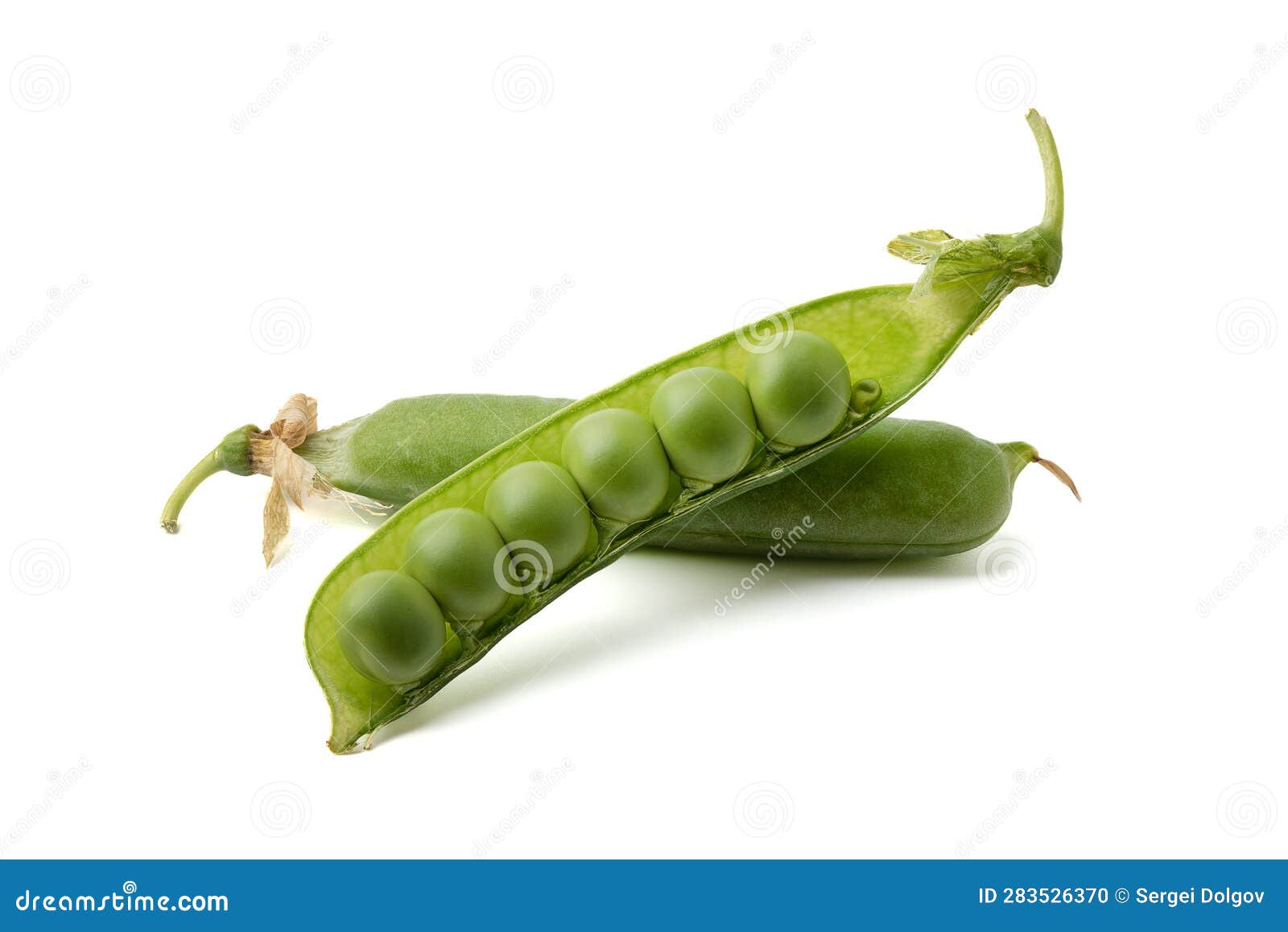 Closed and Half Pea Pods with Peas Isolated on White Background. Stock ...