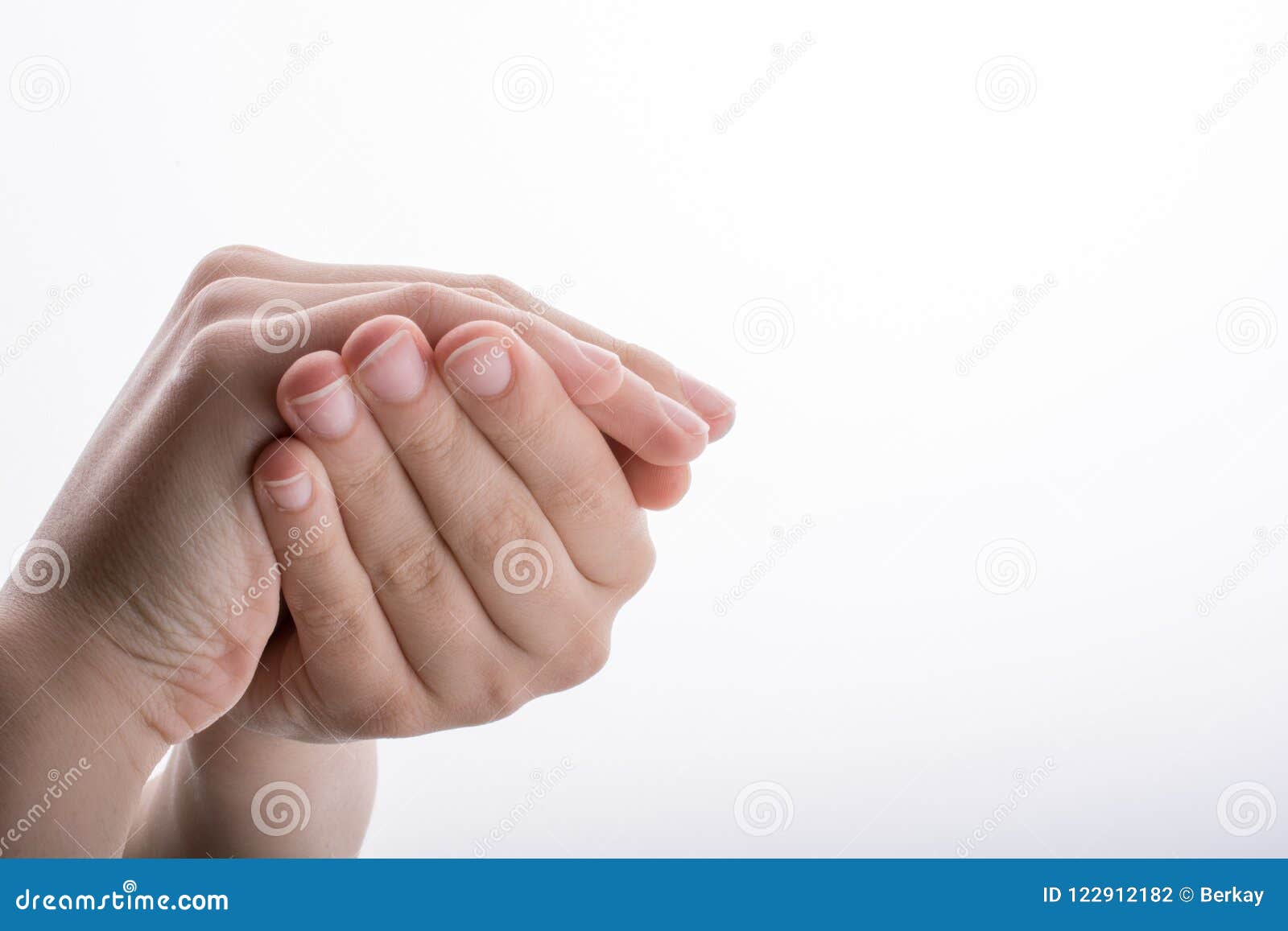 Closed hands holding stock photo. Image of space, showing - 122912182