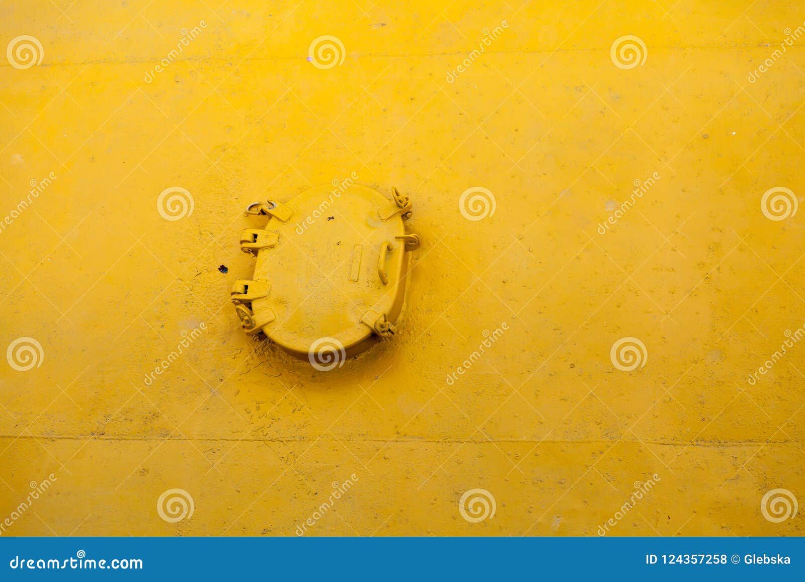 Closed Hatch on Yellow Surface Stock Photo - Image of handle, closed ...