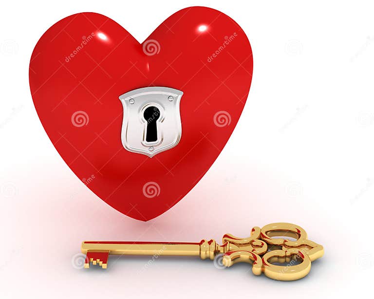 Closed heart and key stock illustration. Illustration of symbol - 19436757