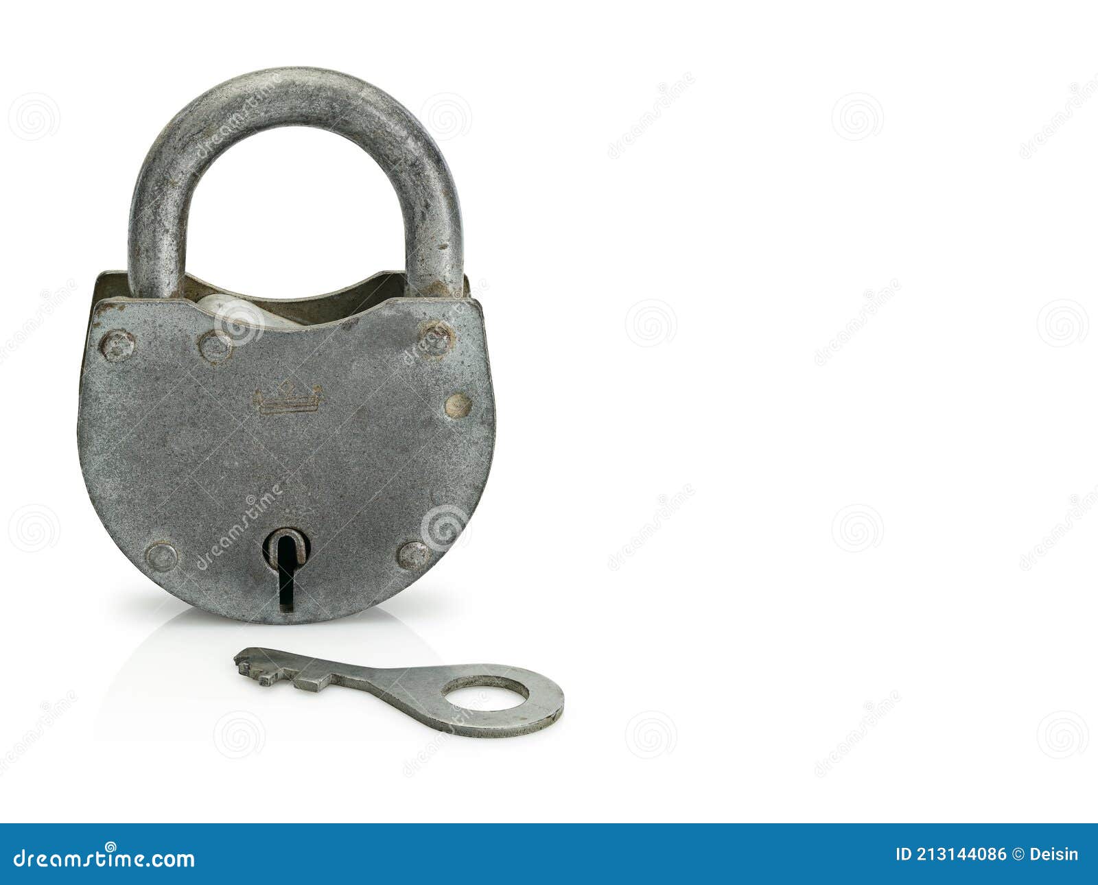 Closed Hinged Lock and Flat Key Stock Photo - Image of horizontally ...