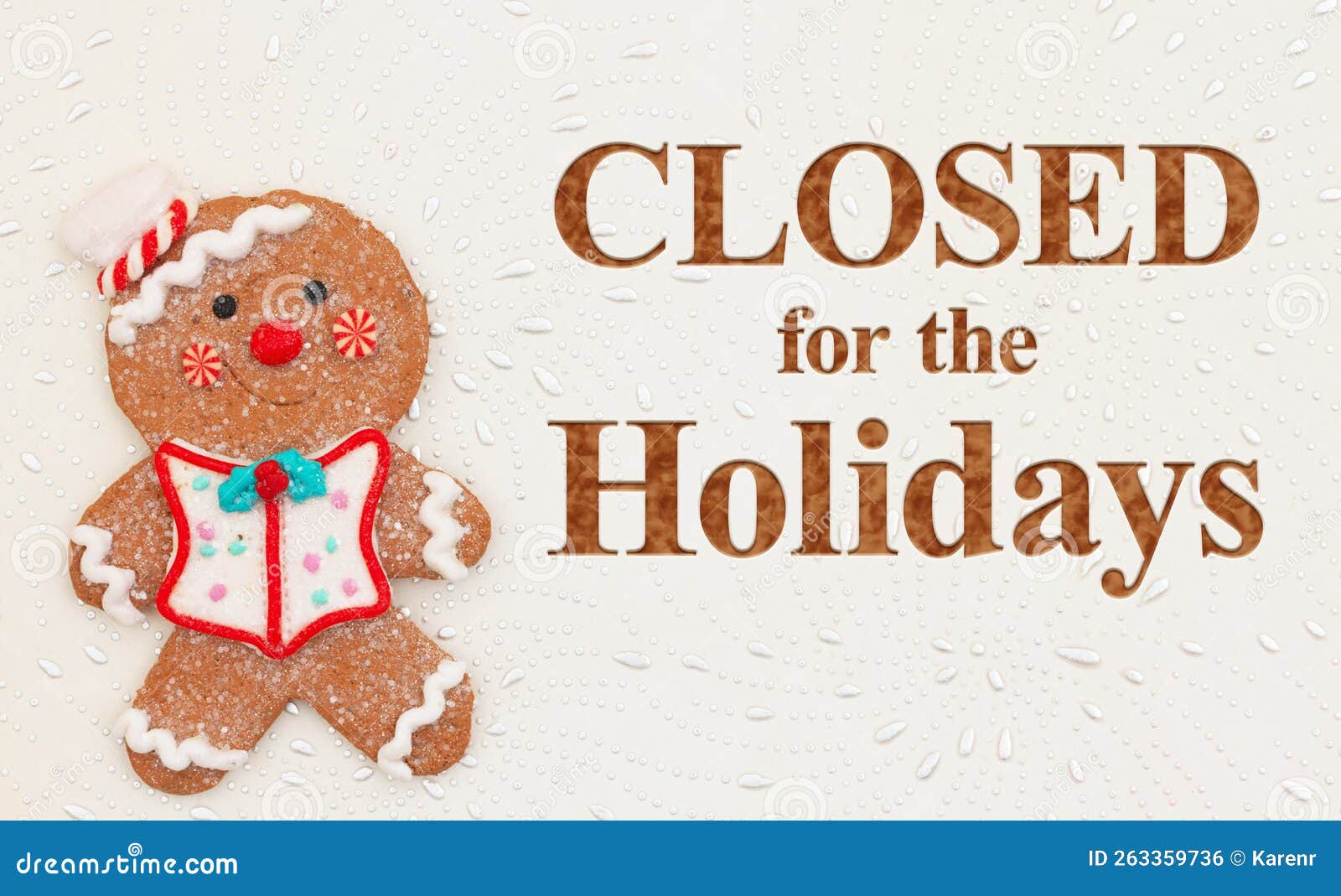 Closed for the Holidays Message with Cute Gingerbread Man Stock Photo ...