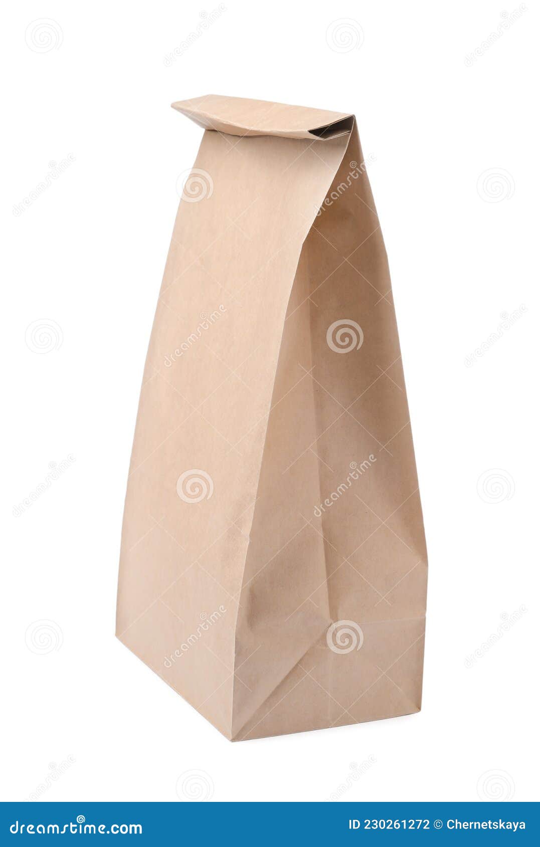 Closed Kraft Paper Bag Isolated on White Stock Photo - Image of brand ...