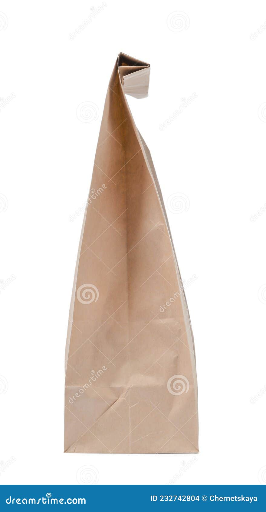 Closed Kraft Paper Bag Isolated on White Stock Photo - Image of craft ...