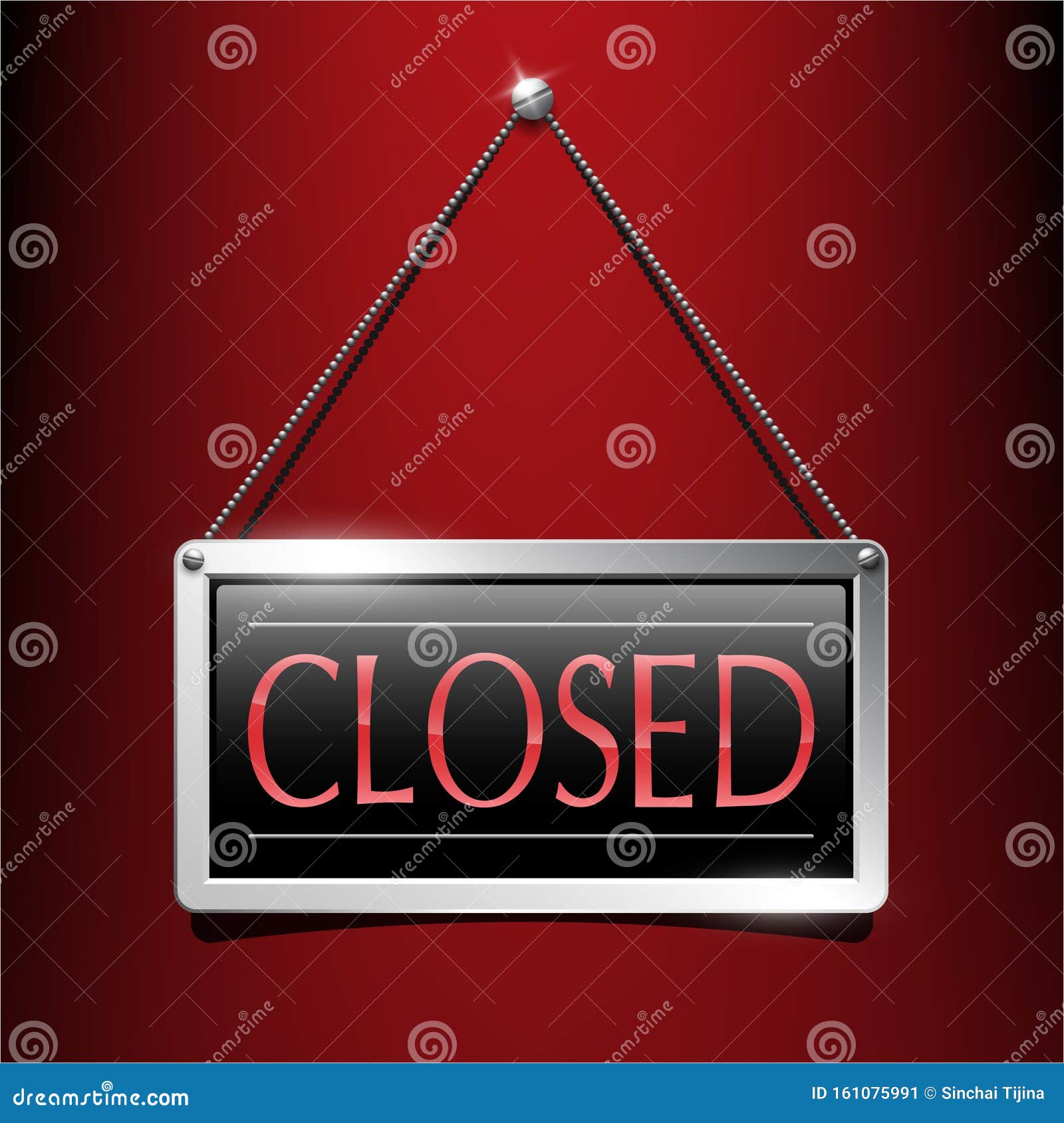 Closed Label Sign Silver Frame Luxury Hanging Style Stock Illustration ...