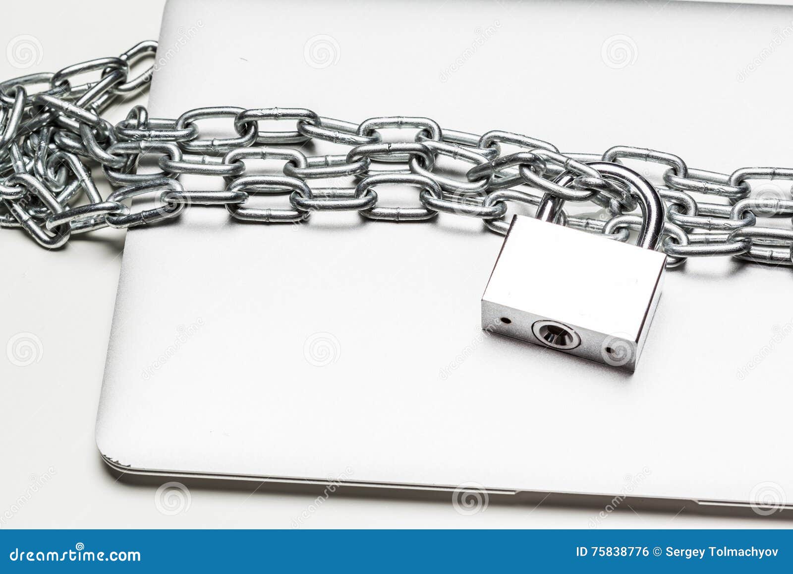 Closed Laptop Computer with Chain Stock Photo - Image of concepts ...