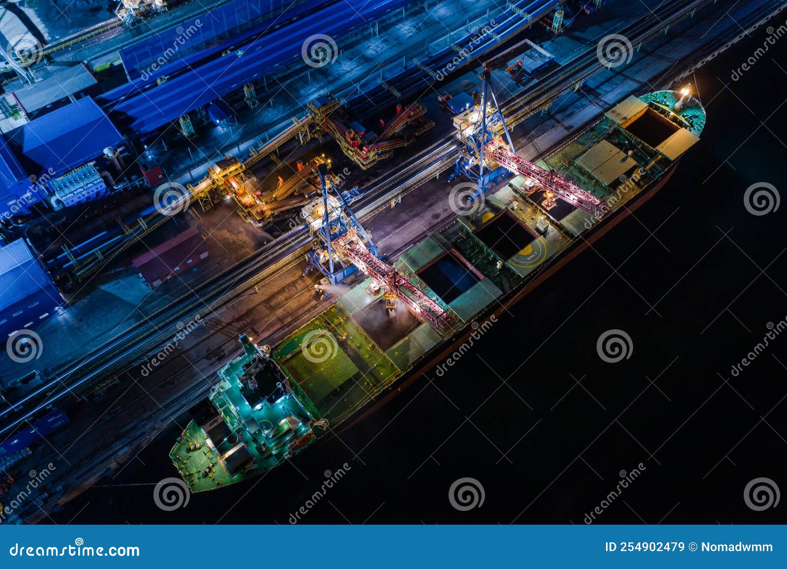Closed Loading of Coal on a Large Cargo Ship at a Modern Coal Terminal ...
