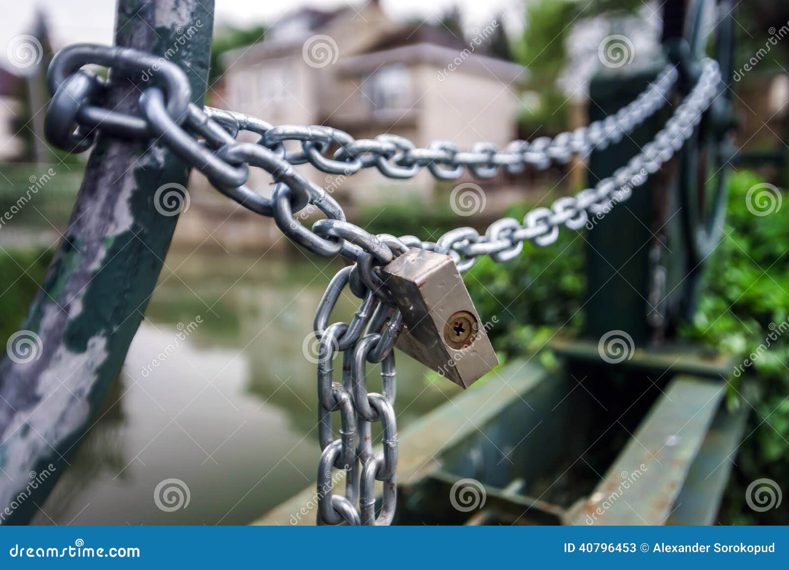 Closed lock on the chain stock image. Image of unlock - 40796453