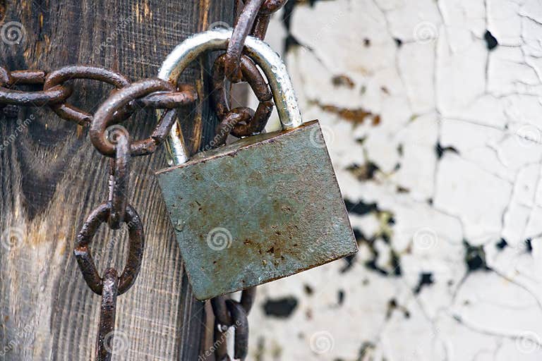 Closed lock on the chain stock image. Image of forbidden - 101307671