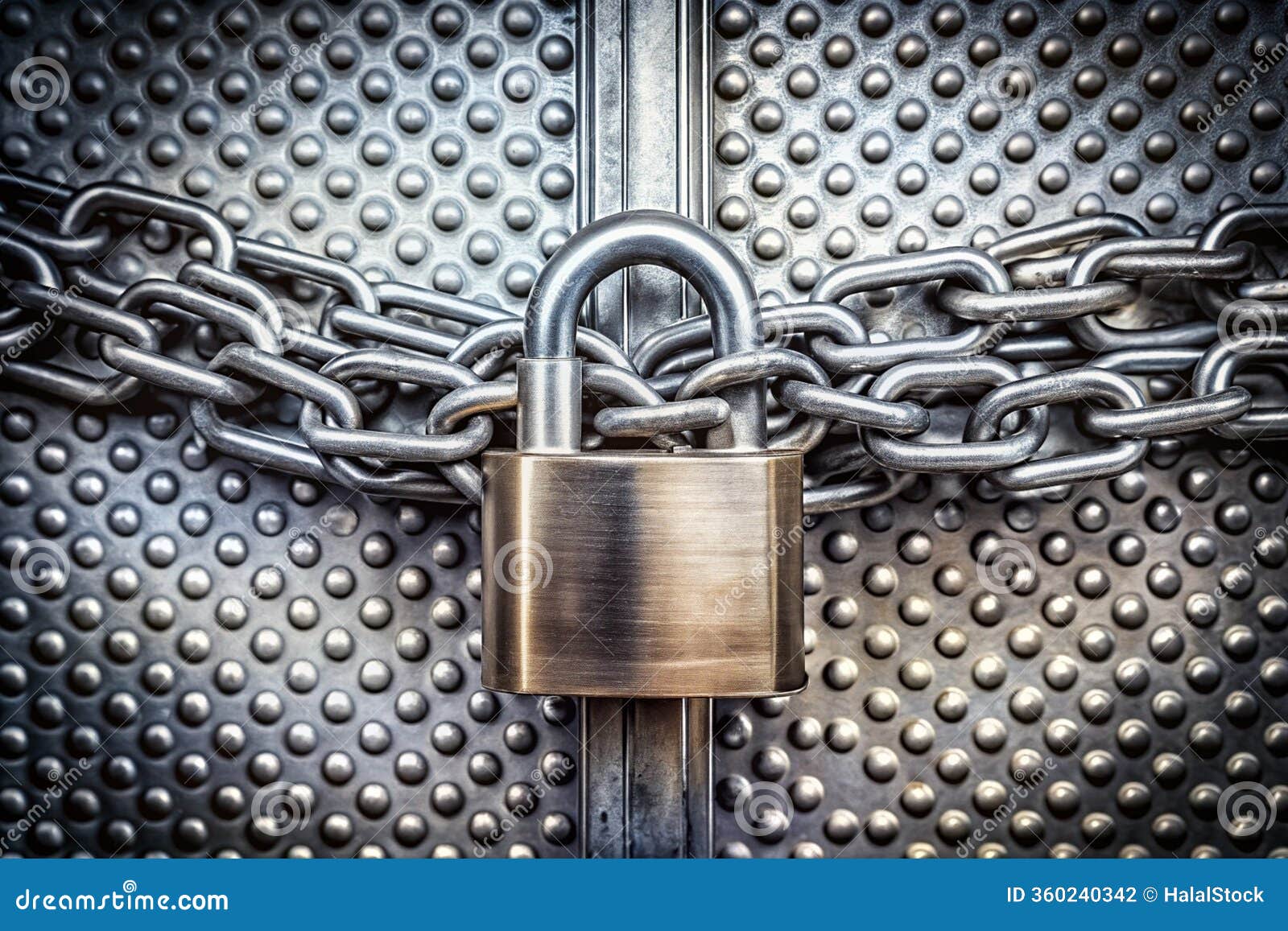 Closed Lock with Chains on Metal Background Stock Illustration ...