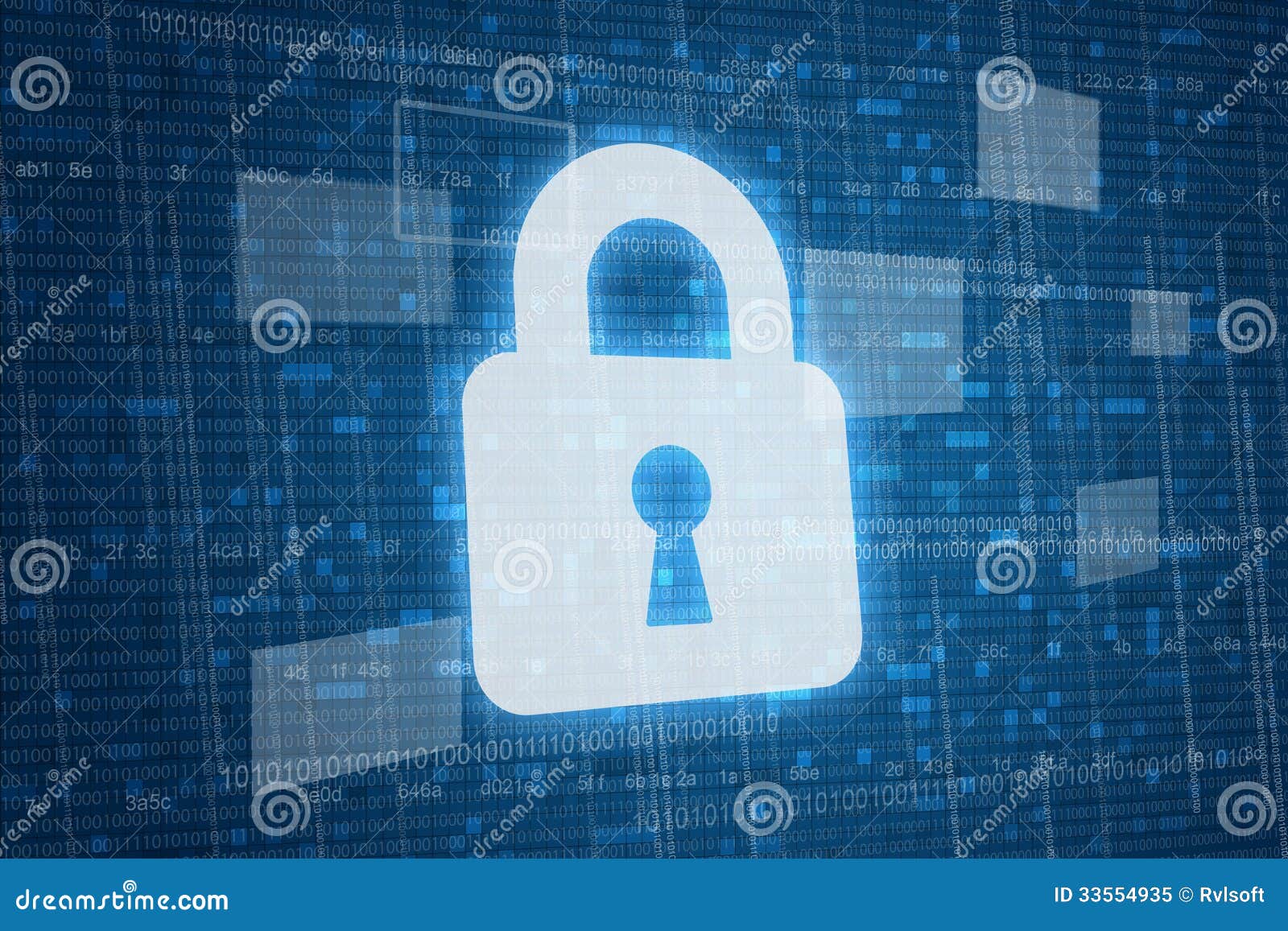 Closed Lock With A Key On A Blue Background Stock Photo | CartoonDealer ...