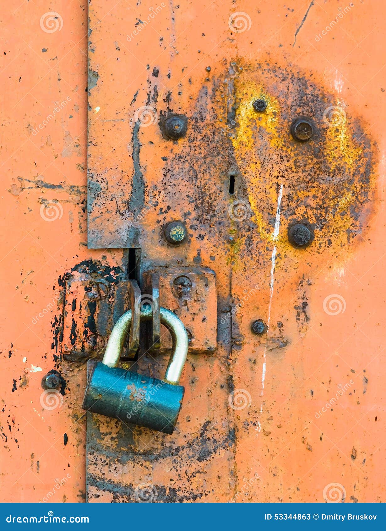 Closed Lock on the Door Rusty Stock Image - Image of gate, doors: 53344863