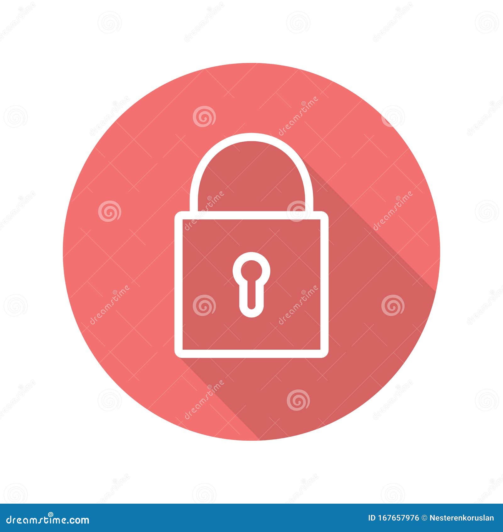Closed Lock Flat Linear Long Shadow Icon Stock Illustration ...