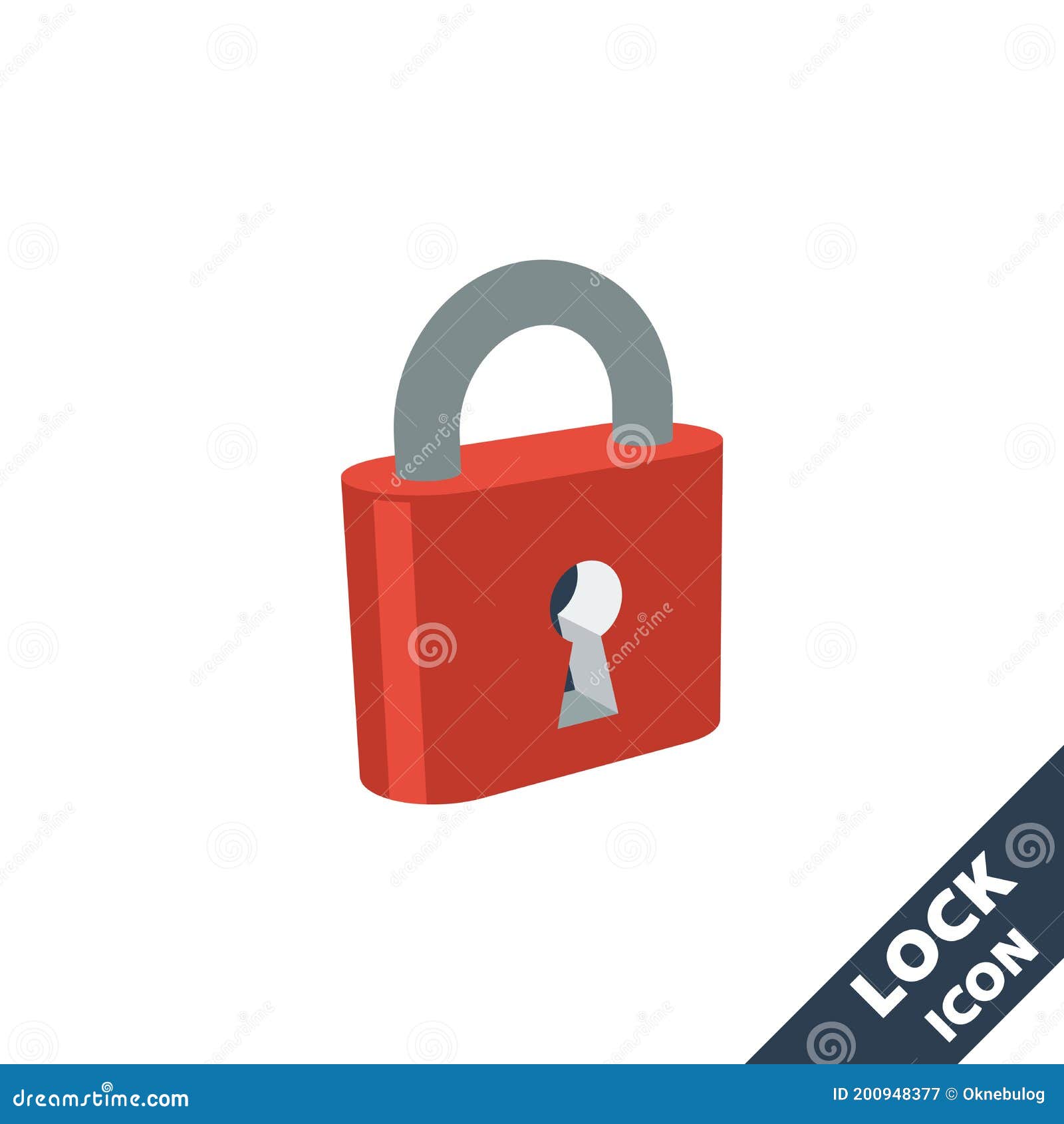 Closed Lock 3D Icon. Vector Illustration in Flat Style Isolated on ...