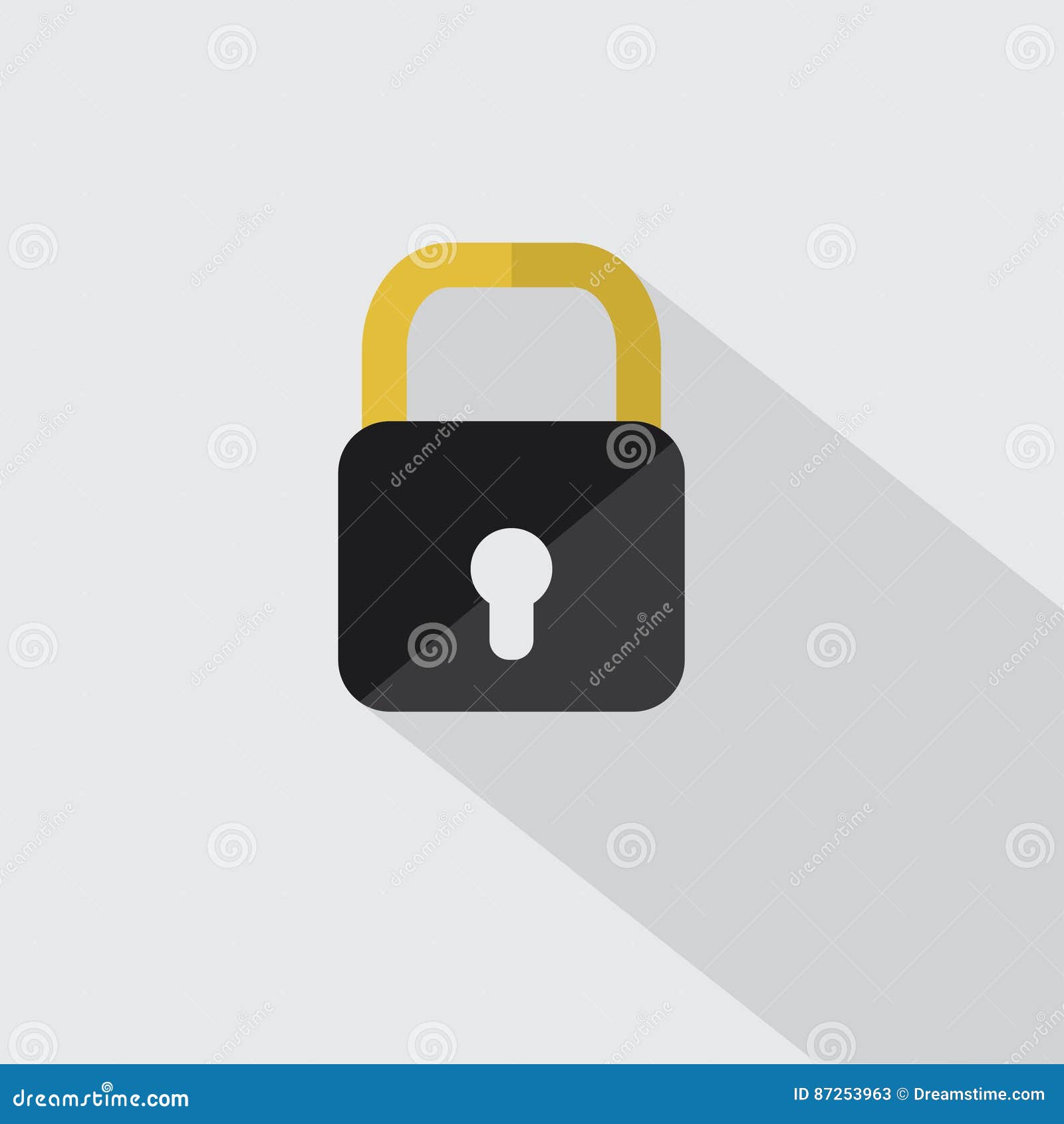 Closed Lock Icon with Shadow Stock Vector - Illustration of long ...