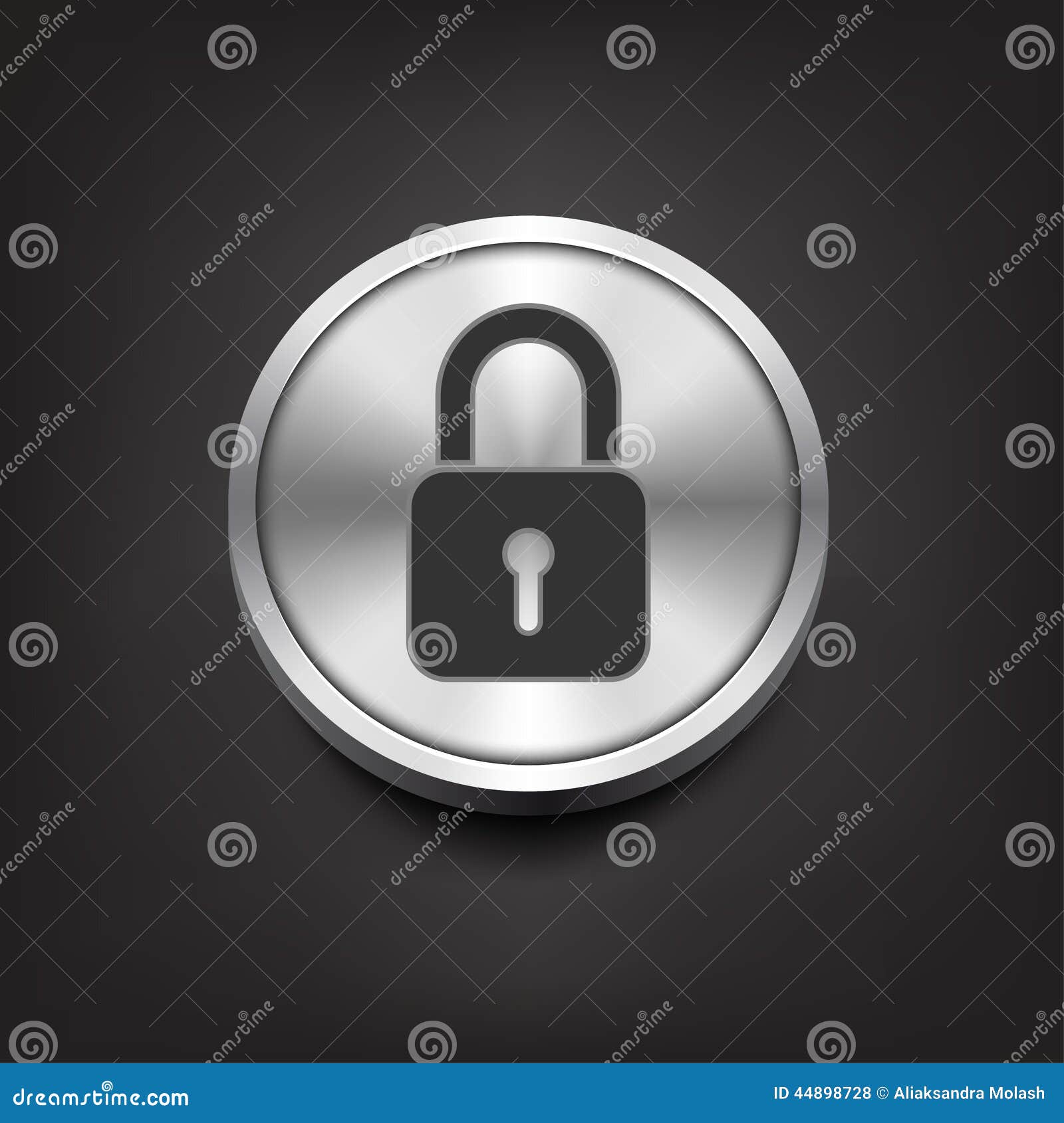 Closed Lock Icon on Silver Button Stock Vector - Illustration of sign ...