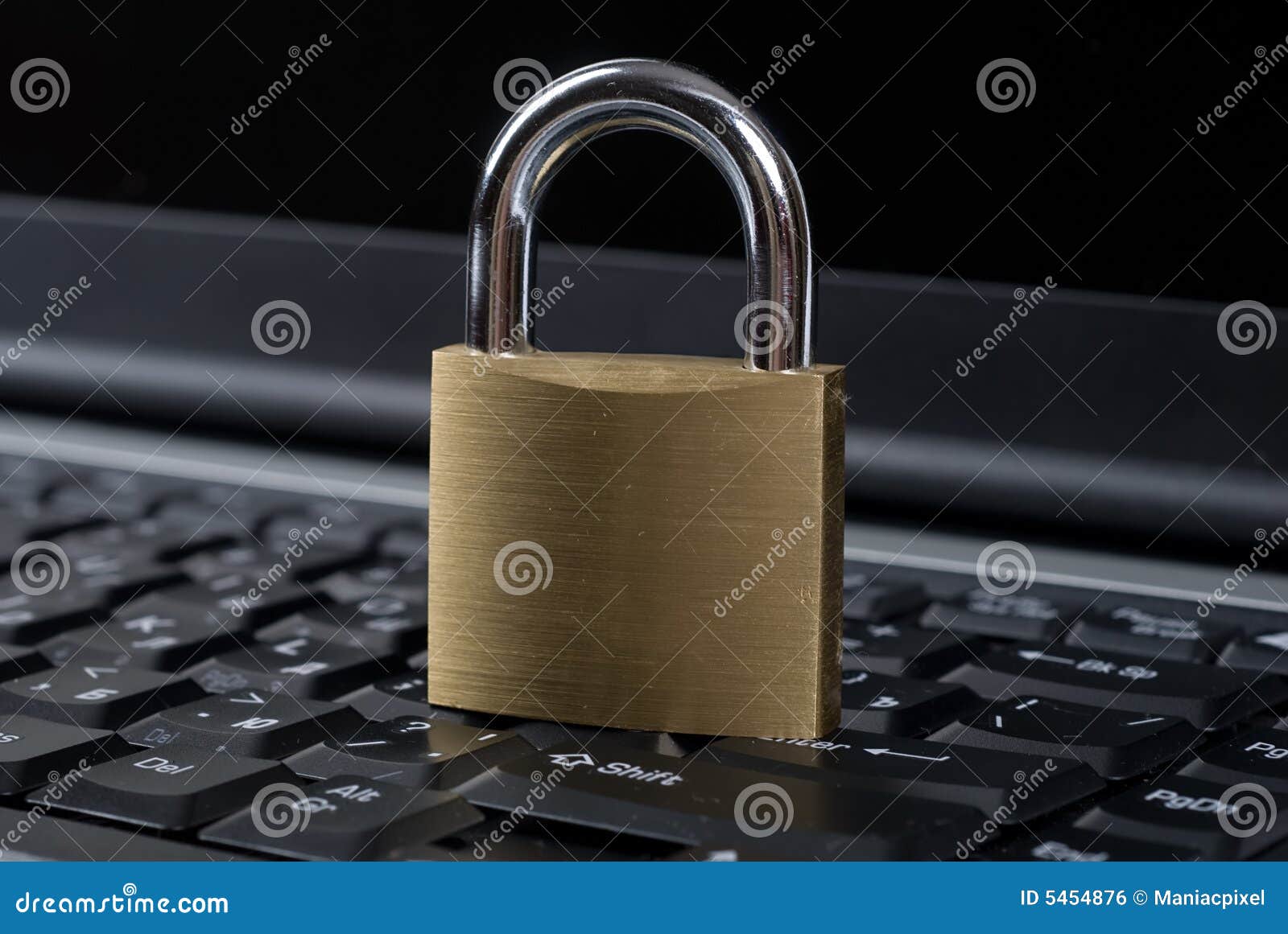 Closed lock on laptop stock photo. Image of mobile, mobility - 5454876
