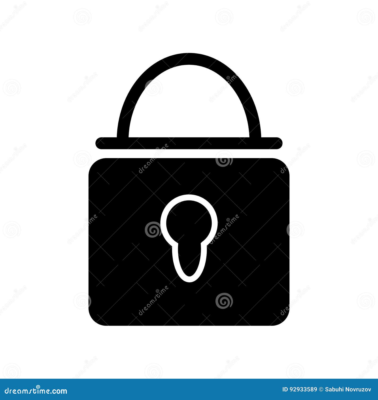 Closed Lock Vector Icon. Black and White Lock Illustration. Solid ...