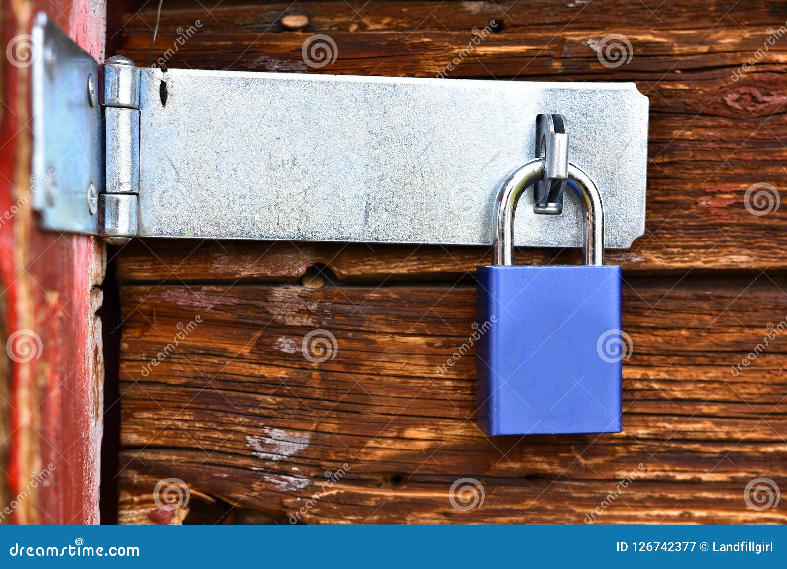Closed and Locked Padlock Close Up Stock Image - Image of wooden ...