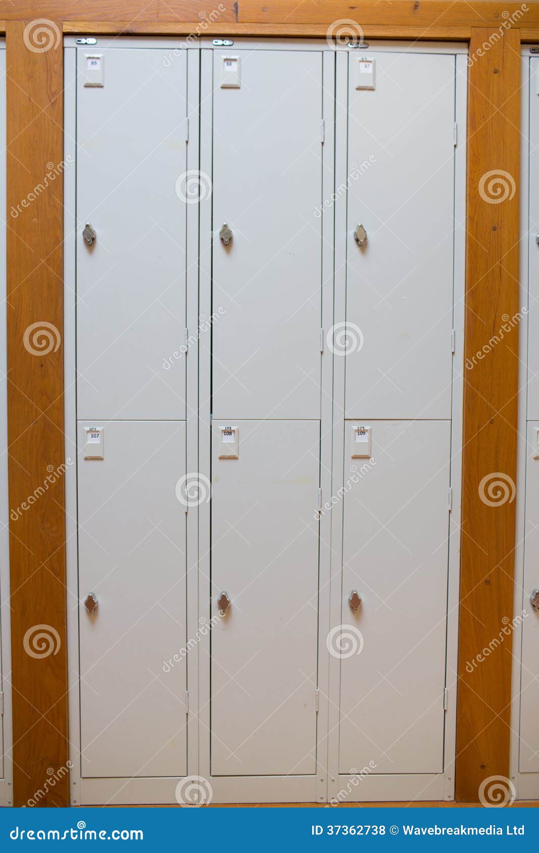 Closed Lockers in a Row at the College Stock Photo - Image of wooden ...