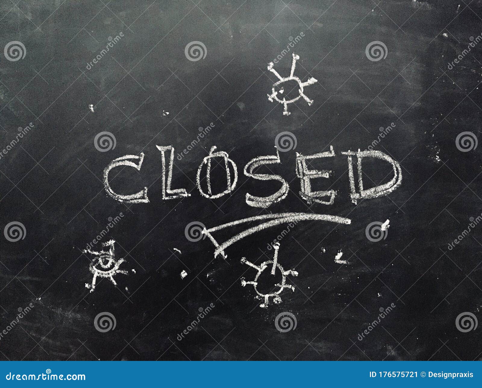 Closed Message Handwritten on Blackboard Stock Image - Image of message ...