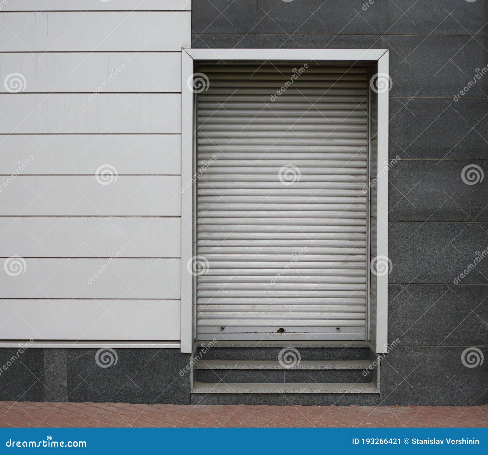 Closed Metal Roller Shutter Entrance To the Modern Building Stock Image ...