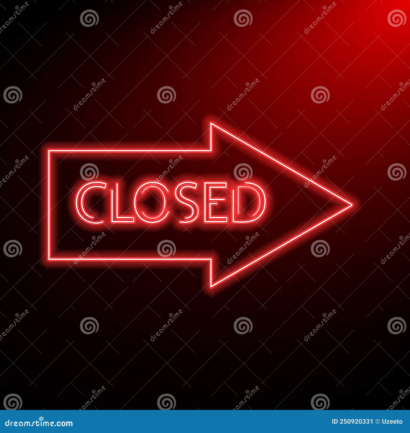 Closed Neon Signborad. Illuminated Signage. Glowing Colorful Door Sign ...