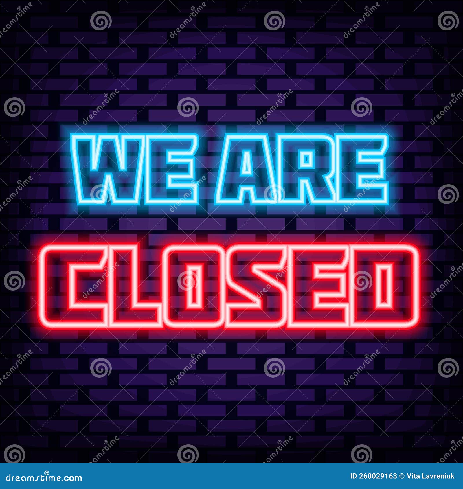 We are Closed Neon Sign. Neon Script. Night Advensing Stock Vector ...