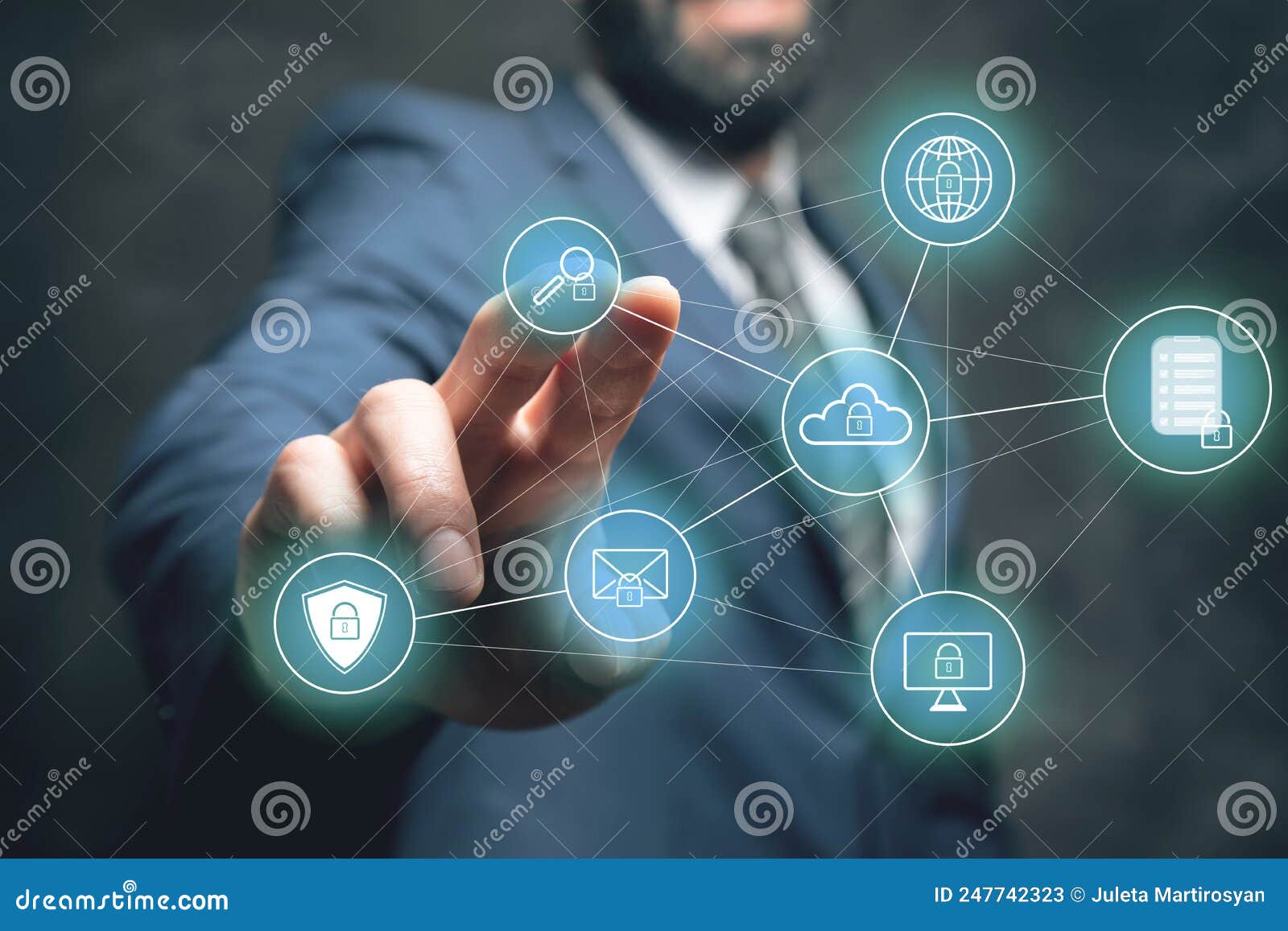 Closed Network Icons. Network with a Lock Stock Image - Image of ...