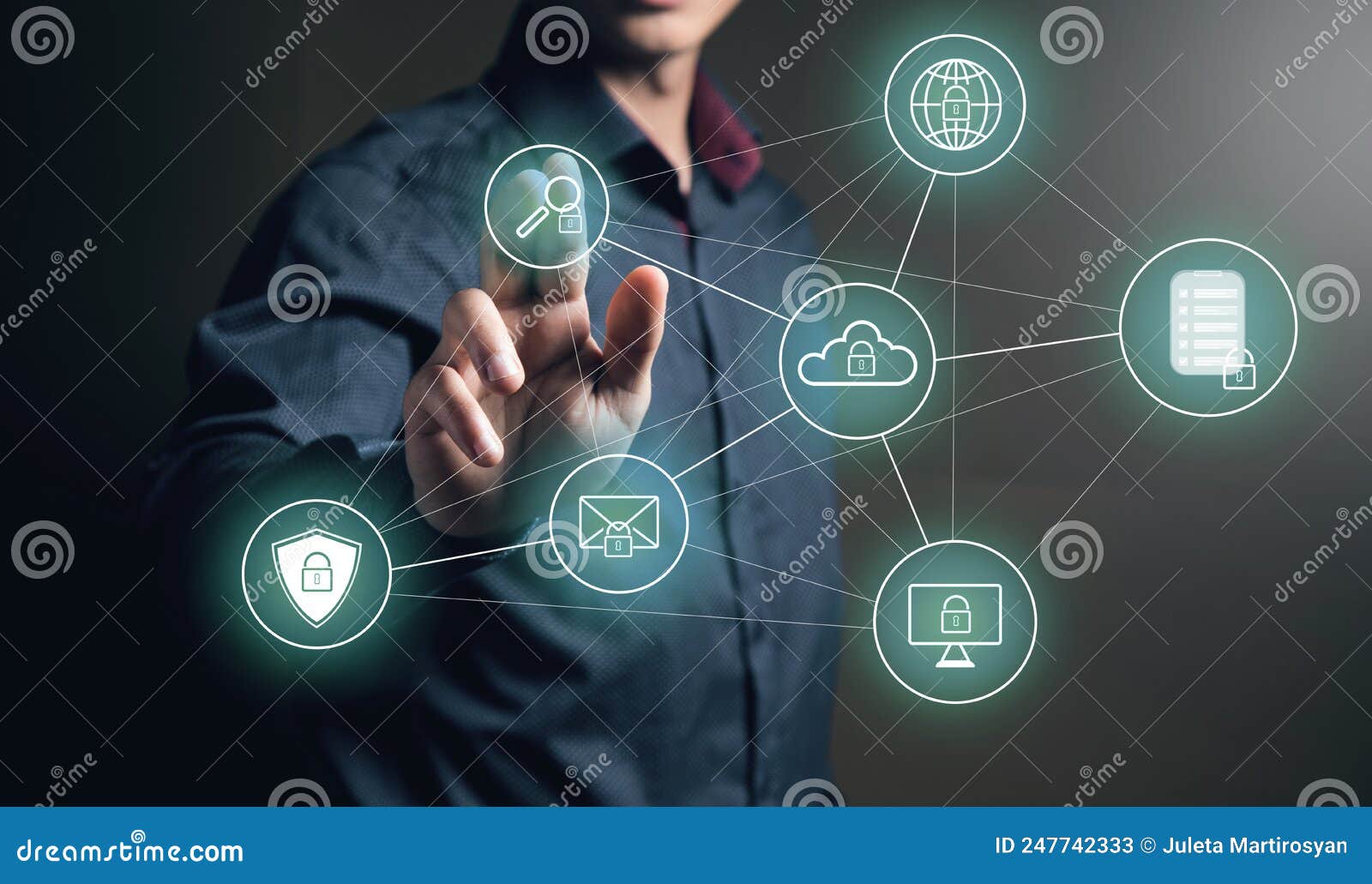 Closed Network Icons. Network with a Lock Stock Image - Image of ...