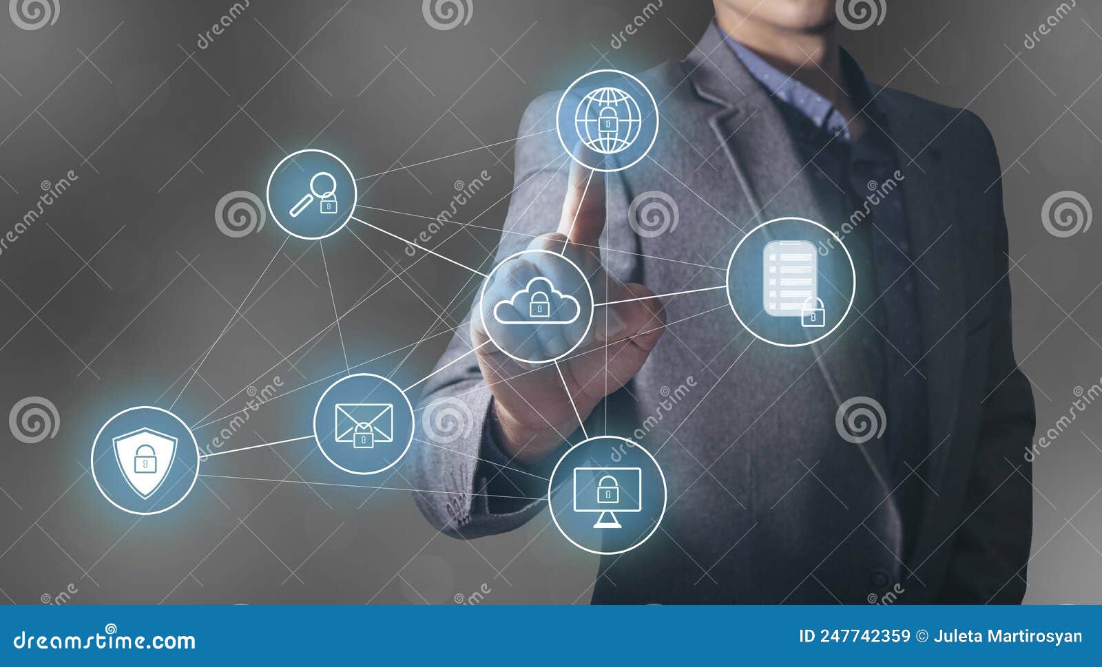 Closed Network Icons. Network with a Lock Stock Image - Image of ...