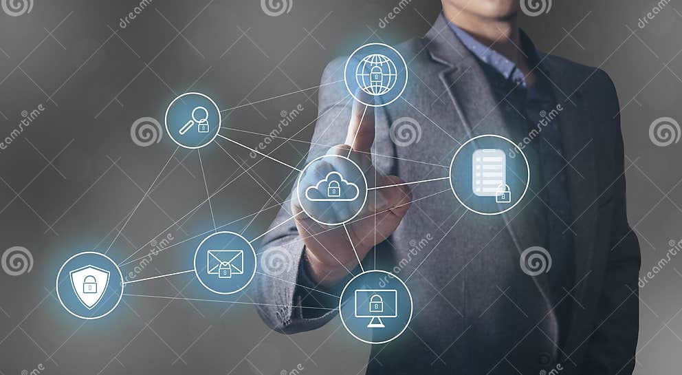 Closed Network Icons. Network with a Lock Stock Image - Image of ...