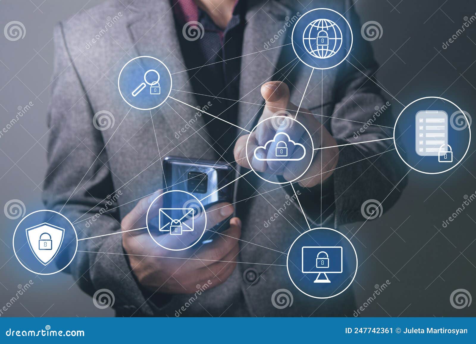 Closed Network Icons. Network with a Lock Stock Image - Image of ...