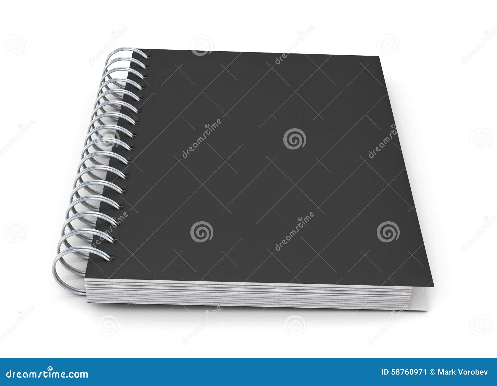 Closed Notebook in a Black Cover with Spring Stock Illustration ...