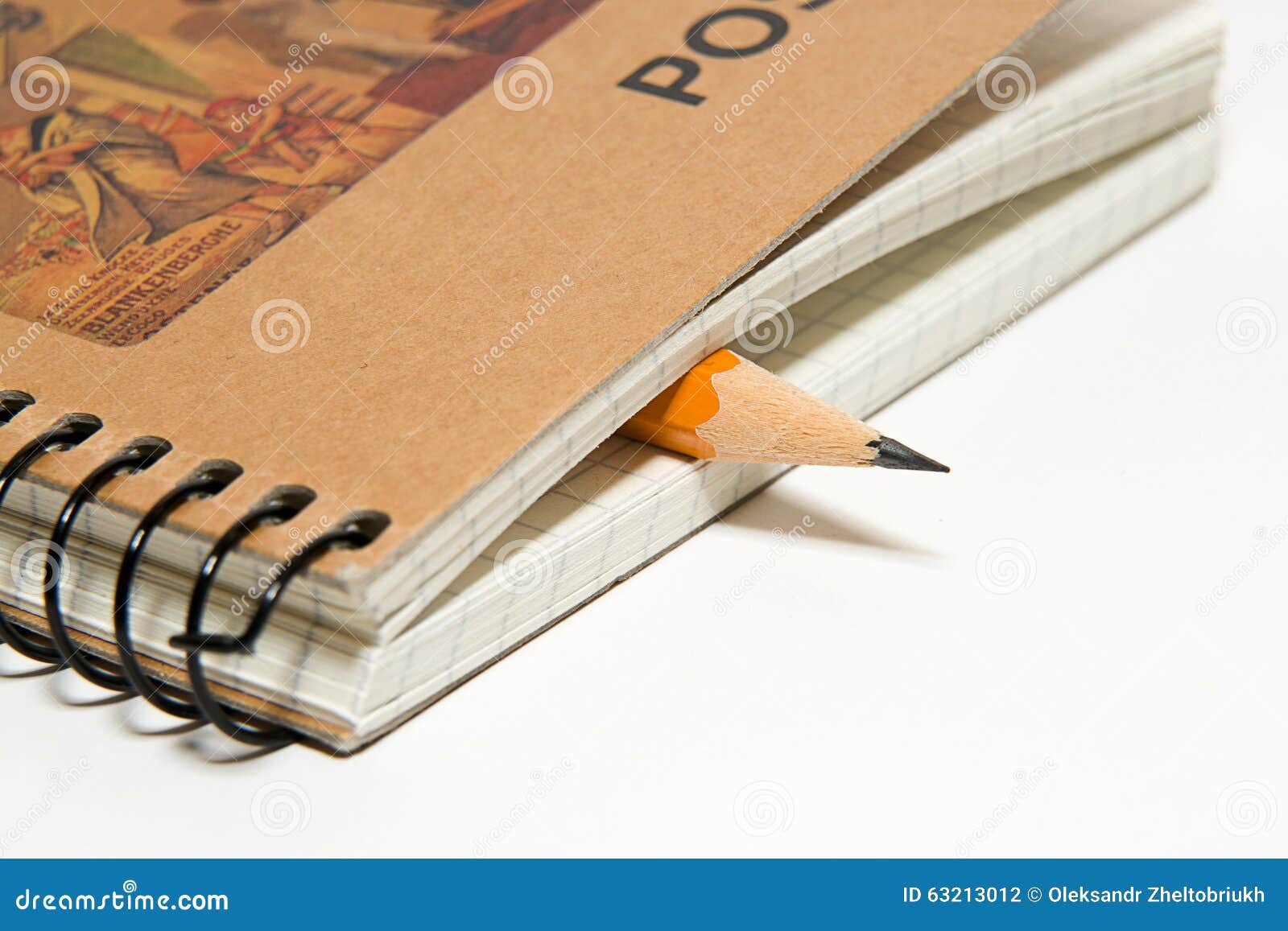 Closed Notebook and Pencil on Over White Stock Photo - Image of list ...