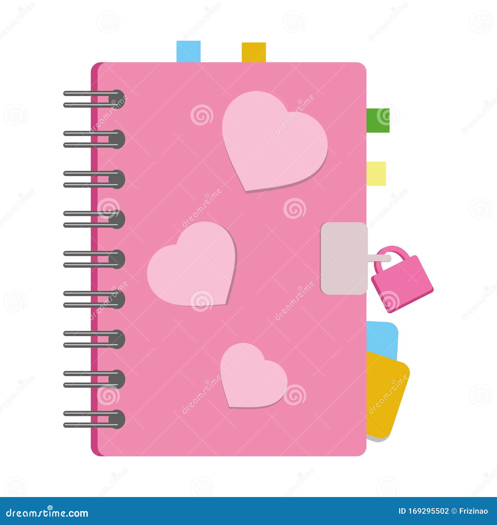 Closed Personal Diary With A Lock And A Bright Picture On The Cover ...