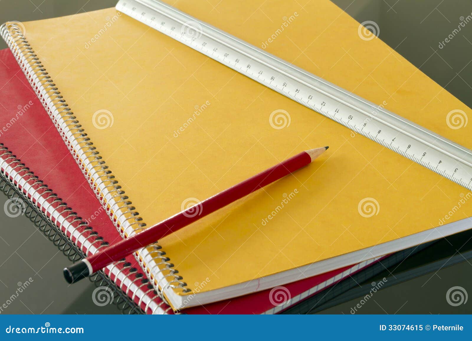 Closed Notebooks with Pencil and Slat Stock Image - Image of color ...