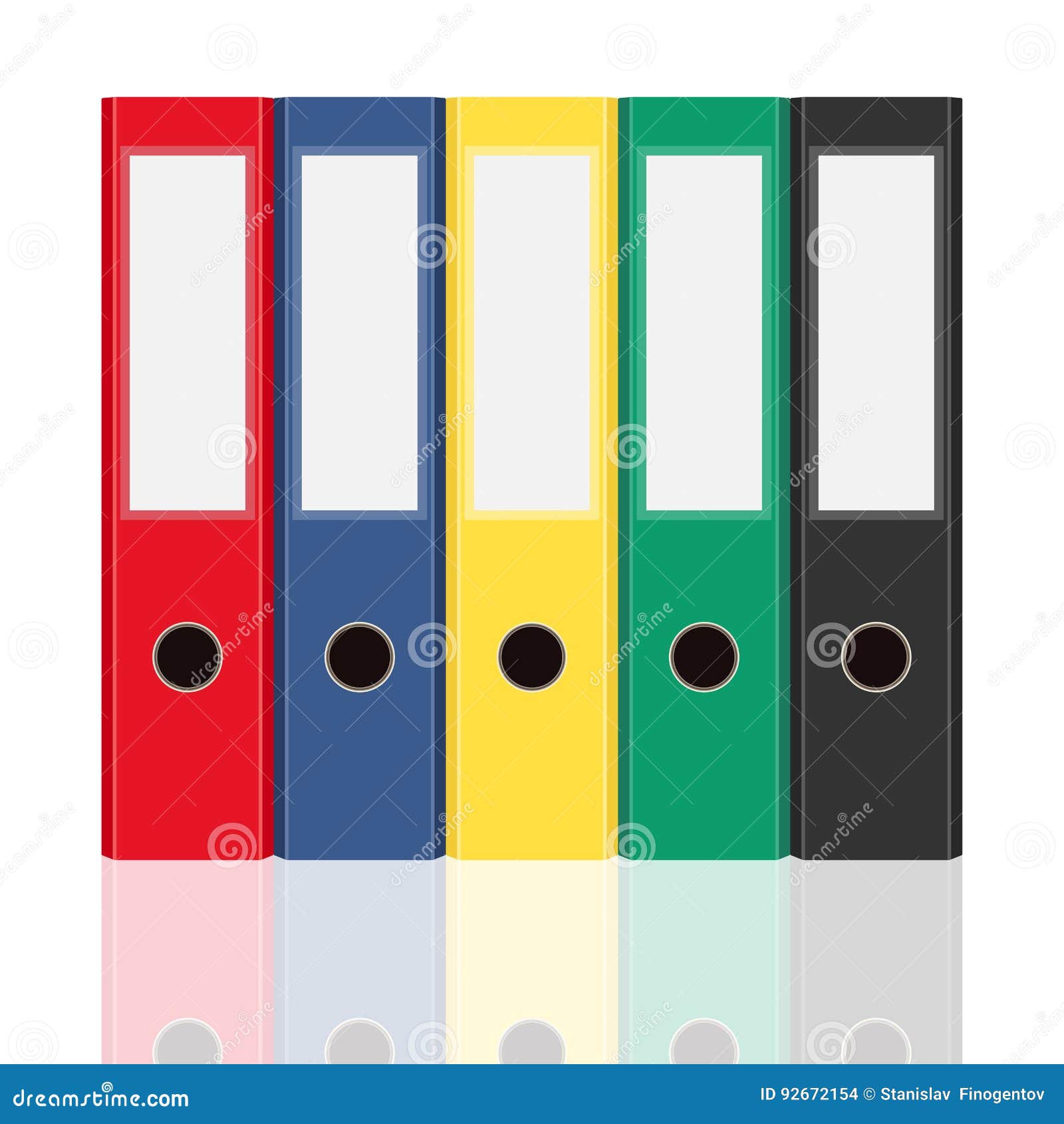 Closed Office Binders Set Isolated on White Background. Side View ...